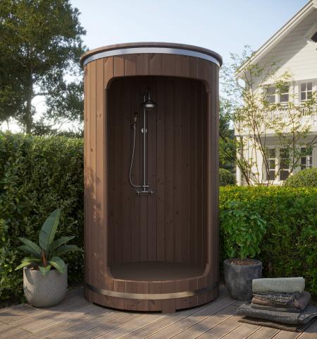 SaunaLife Outdoor Shower Model R3 | Rain Series Barrel Shower — Secret ...
